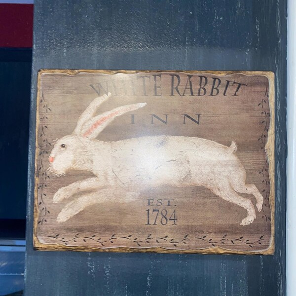 Primitive Rabbit Inn Wooden Picture Sign, Folk Art Easter Trade Sign - Etsy