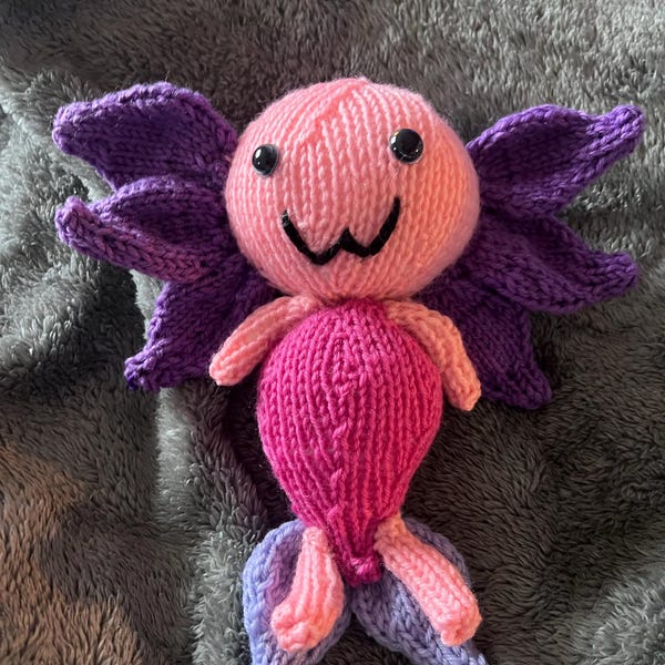 PDF Knitting Pattern Axolotl Inspired Soft Toy Plush 32cm Flutterby ...