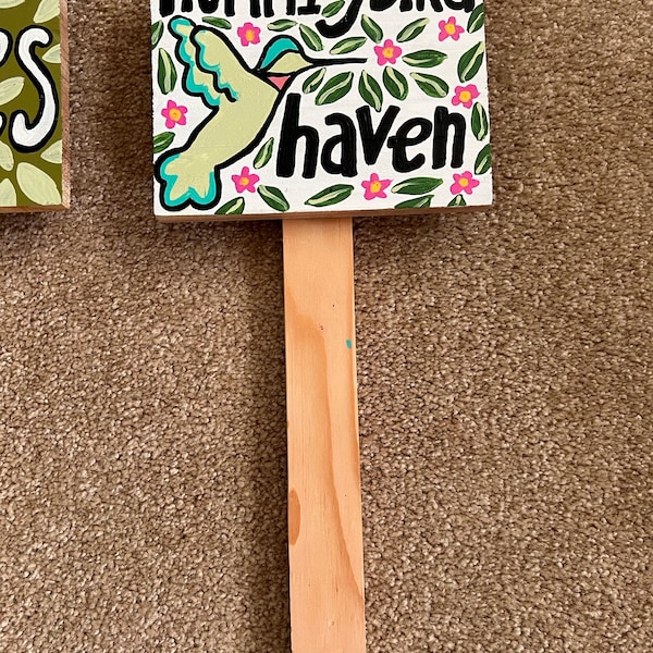 Hummingbird Haven Sign, Hummingbird Wooden Sign, Flower Garden Sign ...