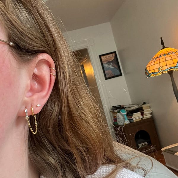 Dangle Gold Earring Chain Charm, Earring Chain, Helix Chain, Cartilage ...