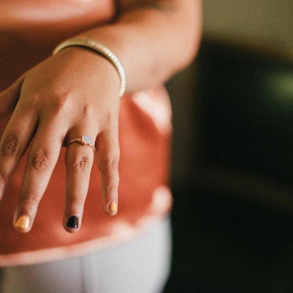 Evanthe Opal Engagement Ring, Vintage Floral Opal Ring, Opal Floral ...