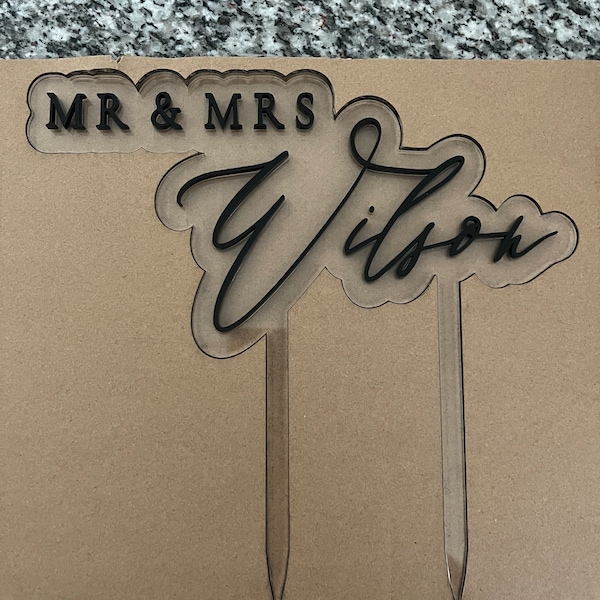 Custom Wedding Cake Topper, Last Name, Double Layer, "neon Sign" Style ...
