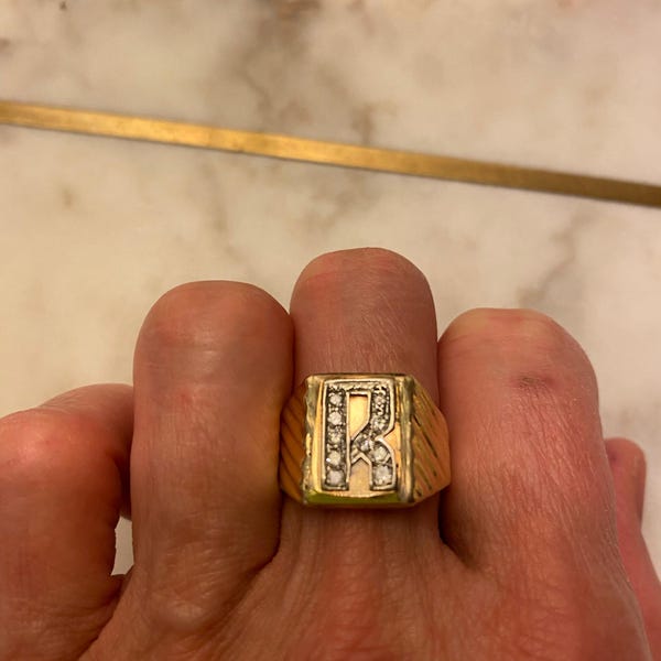 Antique Estate C.1928 10k Gold Letter M Signet Ring - Etsy