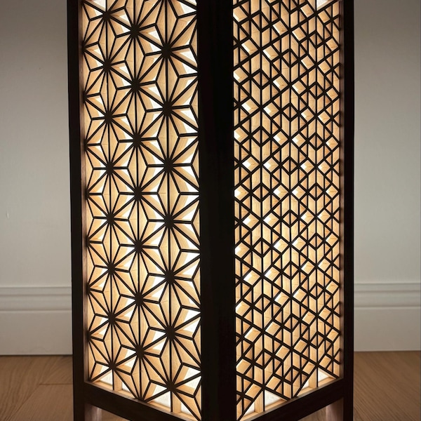 Handmade, Japanese Lamp Kumiko Lamp, Andon, Handmade Wooden Lamp, Table ...