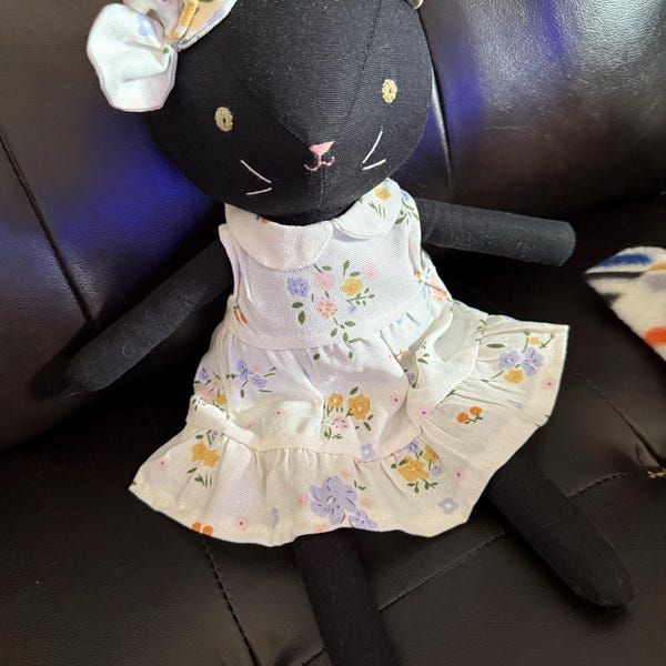 BEST PRICE- Handmade Rag Doll With Yellow Calico Check Dress/ Handmade ...