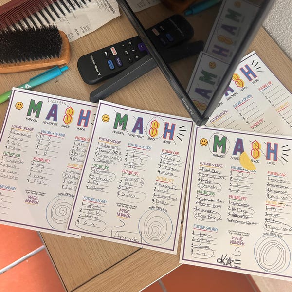 MASH Game Printable | MASH Game Digital File | Instant Download - Etsy