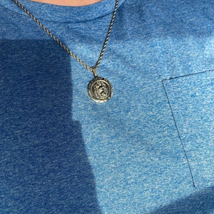 Waterproof Men's Necklace Stainless Steel St. Christopher Round Medal ...