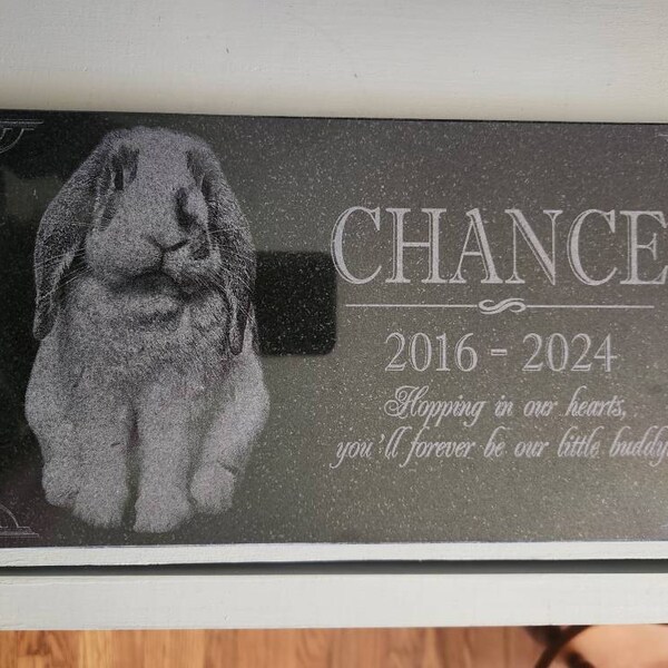 Rabbit Burial Stone | Pet Headstone Photo | Engraved Granite Outdoor ...