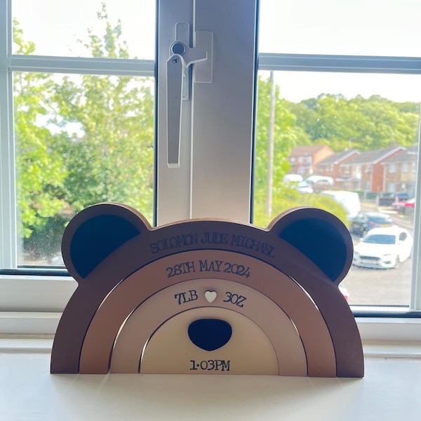Personalised Wooden Stacking Bear - Baby Gift - New Baby - Keepsake ...