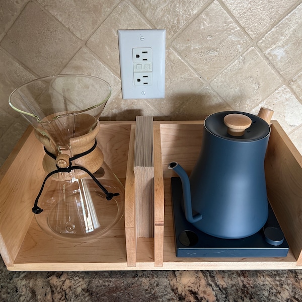 Handmade Wooden Pour Over Coffee Station: Minimalist Coffee Caddy, 2 ...