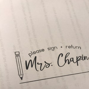 Self Inking Please Sign and Return Personalized Stamp, Custom Teacher ...