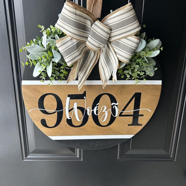 Front Door Decor | Welcome Sign | Address Sign | Year Round Wreath ...