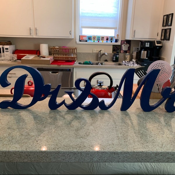 Dr & Dr, Sweet Heart Table Sign Dr and Mrs, Freestanding Mr and Dr Sign ...