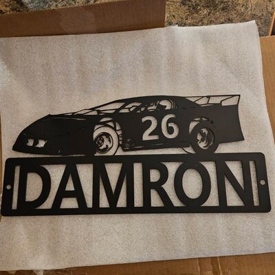 Race Car Custom Name Metal Sign, Race Car Sign, Dirt Track Racing Sign ...