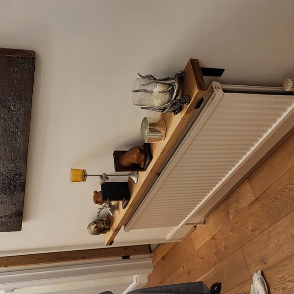 Hand Crafted Rustic Reclaimed Solid Pine Timber Radiator Shelf With ...