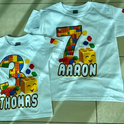 Bricks Building Blocks Custom Birthday Party T-shirt - Etsy