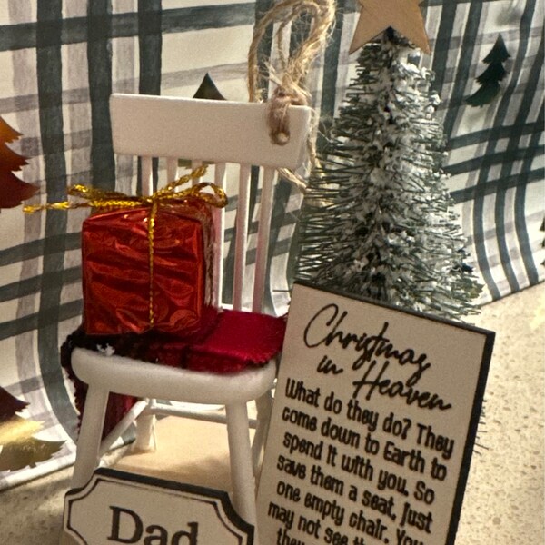 Christmas in Heaven Chair Memorial Ornament Keepsake Personalized With ...