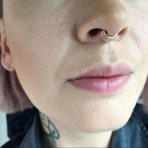 Rose Gold Triple Stack Septum Ring 3 Layered Nose Ring | Etsy