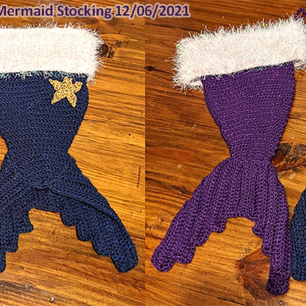 Mermaid Tail Holiday Stocking Crochet Pattern Only - Nautical Christmas ...