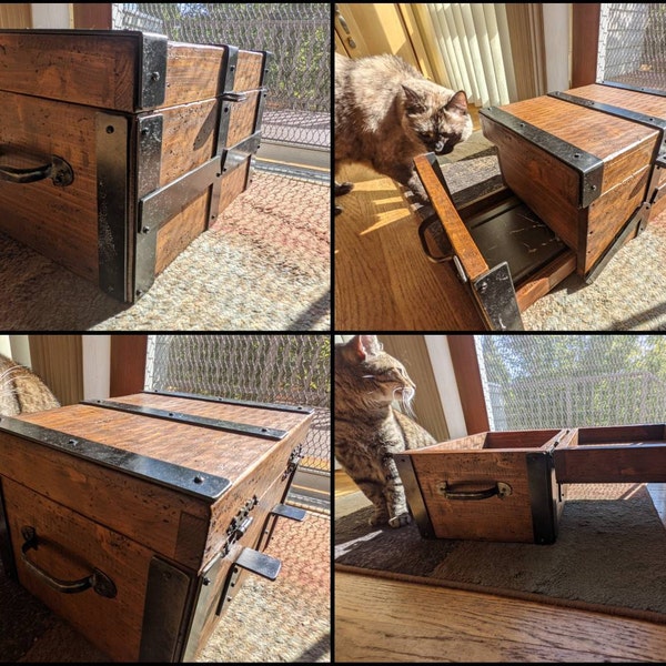 Hidden Gun Storage Box , Valet Box for Man , Reclaimed Wood Box With ...