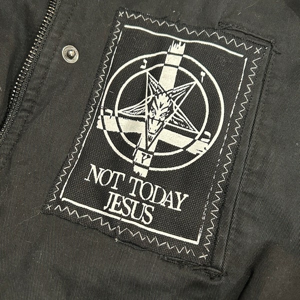 Not Today Jesus Baphomet Inverted Pentacle Sew on Patch. for Witchy Punk Battle Vests, Occult ...