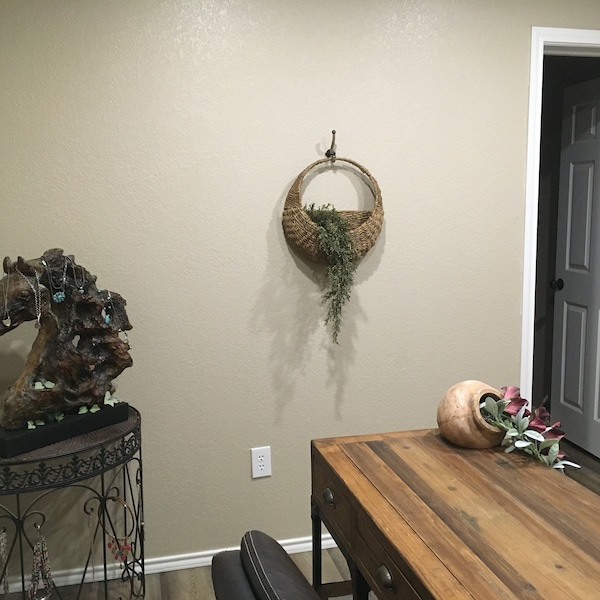 Handmade Woven Wall Basket Planter Wicker Wall Hanging Storage Basket Farmhouse Home Decor Door ...