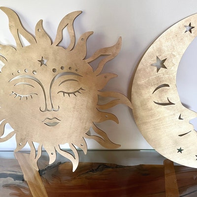 LIMITED 30% OFF Sun and Moon Combo Wall Hanging, Sun and Moon Wall Art ...