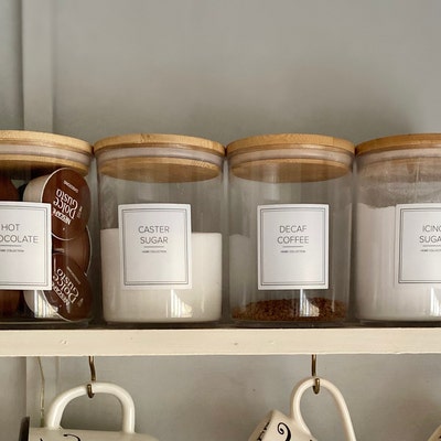 White Pantry Labels/ Waterproof Kitchen Jar Labels/minimal Pantry ...