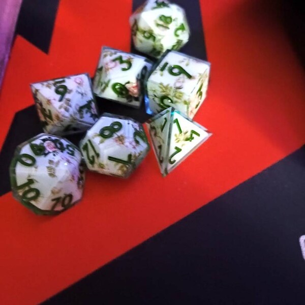 Haunted Garden Handmade Sharp Dice - Black/red Resin Cast Polyhedral ...