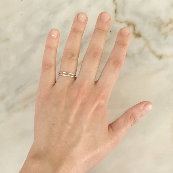 Silver Double Band Ring, 925 Sterling Silver Ring, Boho Chic Silver ...