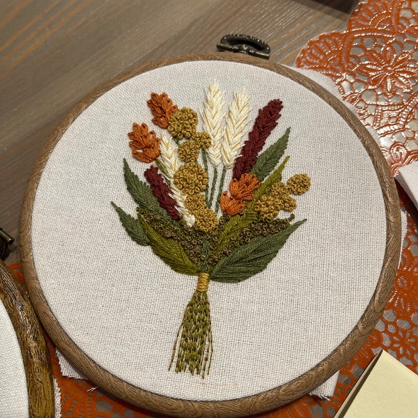 Fall Embroidery Bouquet Pattern, Fall Flowers Embroidery Pdf Pattern ...