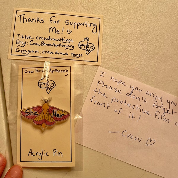 Moth Pronoun 2" Acrylic Pins - Etsy
