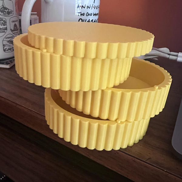 Fluted Jewelry Organizer Box- Pastel Swivel Stacked Ribbed Box Cute ...