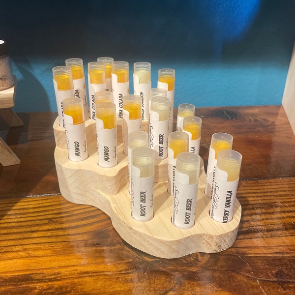 Lip Balm Tube Holder Waterfall Effect Lip Balm Display Wooden Multi Level Lip Balm Display ...
