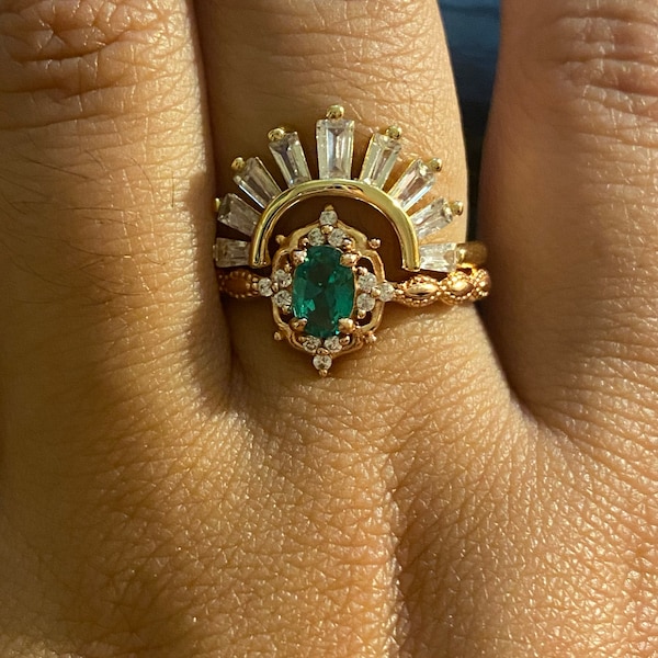 Baguette Arc Ring, Curved Band Ring, Gold Baguette Gemstone Ring ...