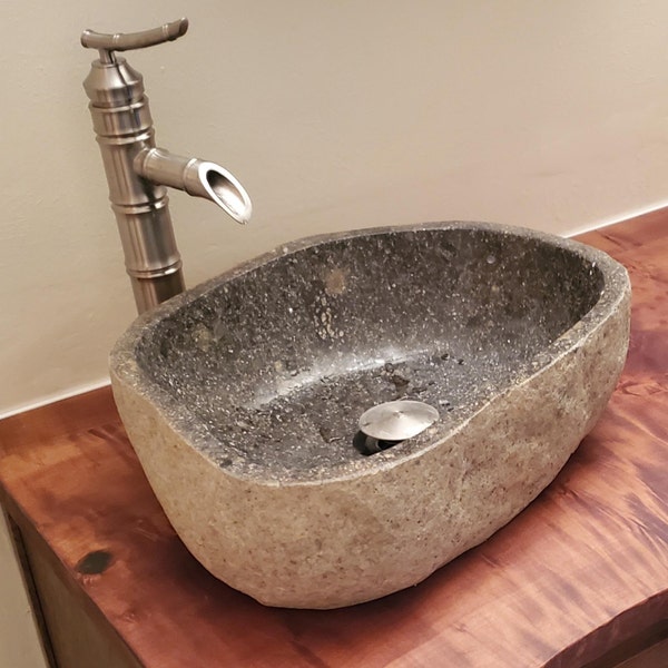 Natural River Stone Sink, Small Model: 13-15 Inches, Stone Sink ...