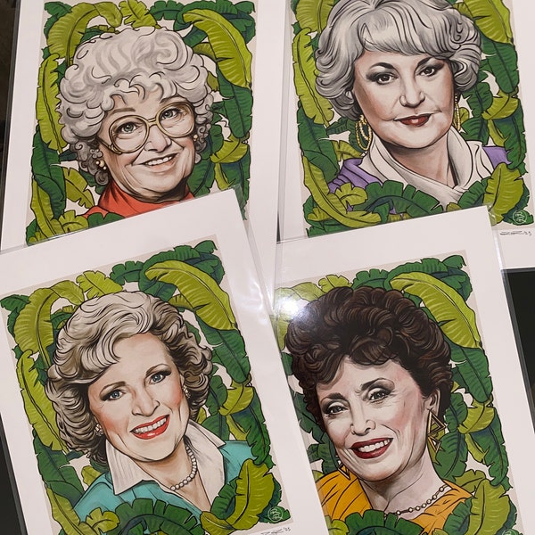 The Golden Girls Original Illustration Art Prints FULL SET OF 4 - Rose ...