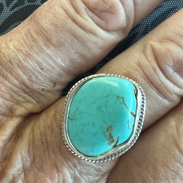 Raw Turquoise Ring: Chunky Bohemian 925 Sterling Silver - Etsy