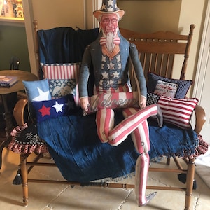 Antique Primitive Vintage Uncle Sam Stars Portrait Patriotic - Etsy
