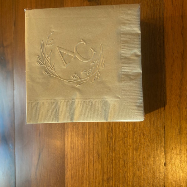 Embossed Initials Wedding Napkins, Custom 3 Ply Embossed Cocktail ...