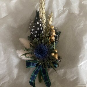 Scottish Themed Boutonnière, Thistle and Red Tartan Buttonhole ...
