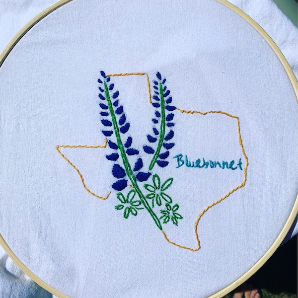Texas Bluebonnet Hand Embroidery Pattern PDF Download, State Floral DIY ...