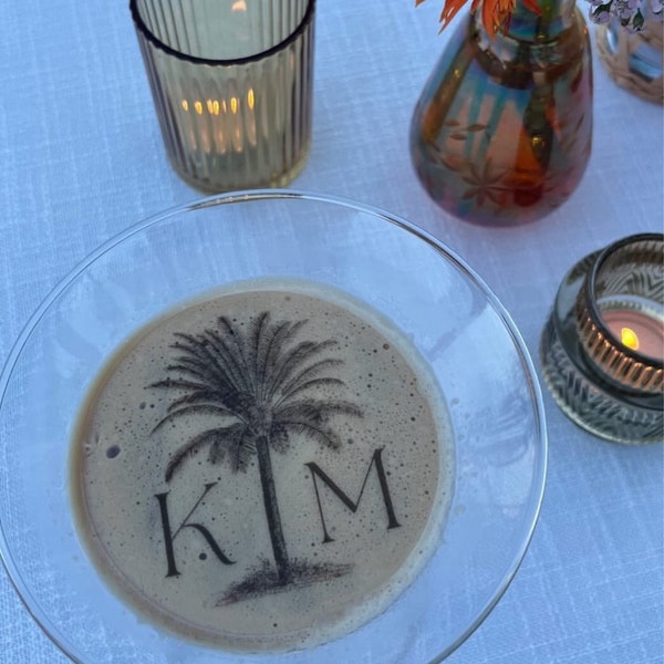 Custom Monogram Edible Clear DRINK Toppers, Wedding Cocktail Topper ...