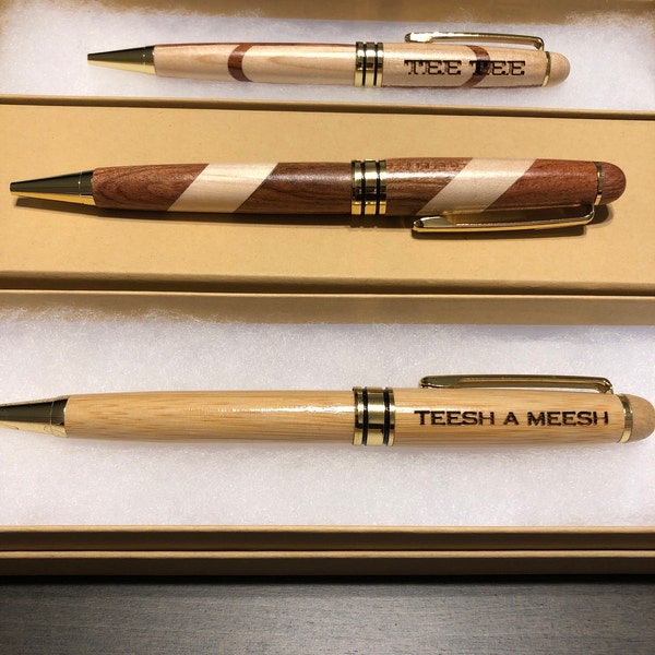 PERSONALIZED Exotic NATURAL Wood Pen, Engraved Wooden Pens, Rosewood ...