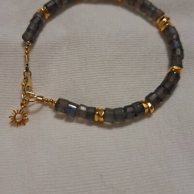 Gorgeous Labradorite and Gold Vermeil Hill Tribe Bracelet Beaded ...