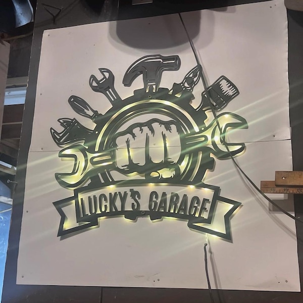 Custom Racing Flag Metal Wall Art LED Light, Start Finish Line Sign ...