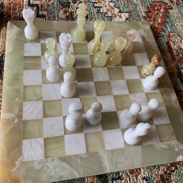 Chess Set Handmade Green Onyx Marble Chess Set Best Selling Chess Set ...