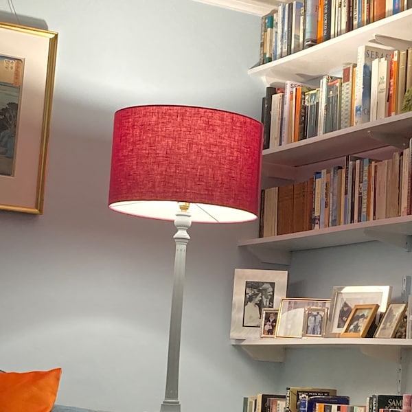 Linen Hot Pink Lamp Shade, UNO Drum Bright Fuchsia Pink Lampshade for ...