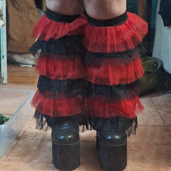 Pink Black Lime Orange Tulle Boot Cover Leg Warmer Flufy Style Tutu ...