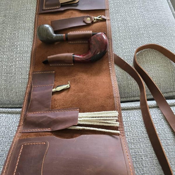 Leather Cigars Case With Flask Pocket, Personalized Leather Box for ...